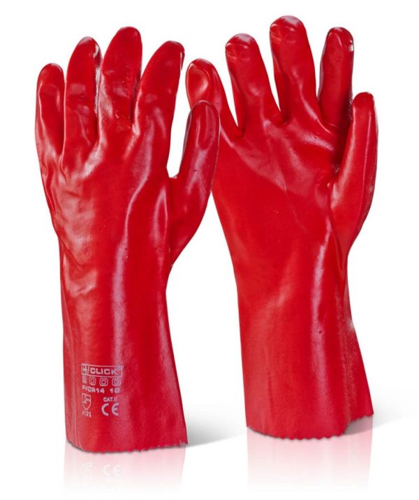 PVC Red 14″ Chemical Resistant Work Gloves - Woodend Limited | Safety ...